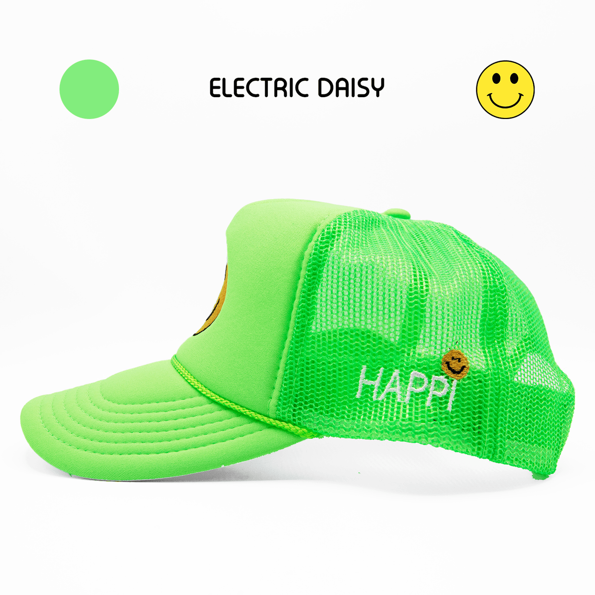 Happi Hats - Electric Daisy Green Trucker Hat
